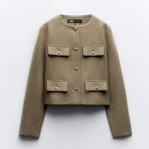 Zara | Jackets & Coats | Zara Cropped Flap Jacket | Poshmark